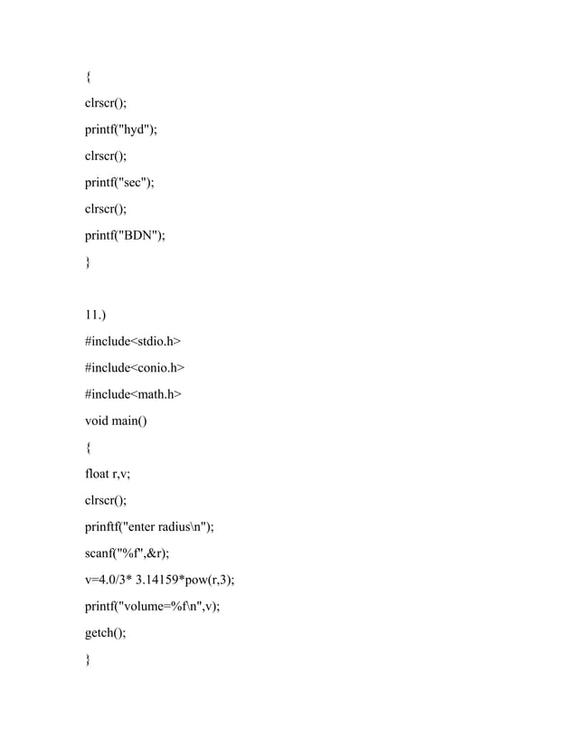 C Language Program Pdf