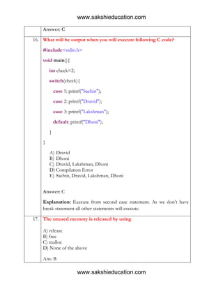 C language questions_answers_explanation