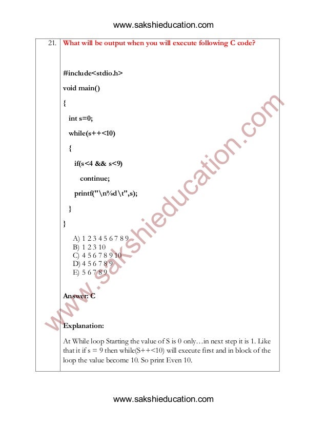 C language questions_answers_explanation