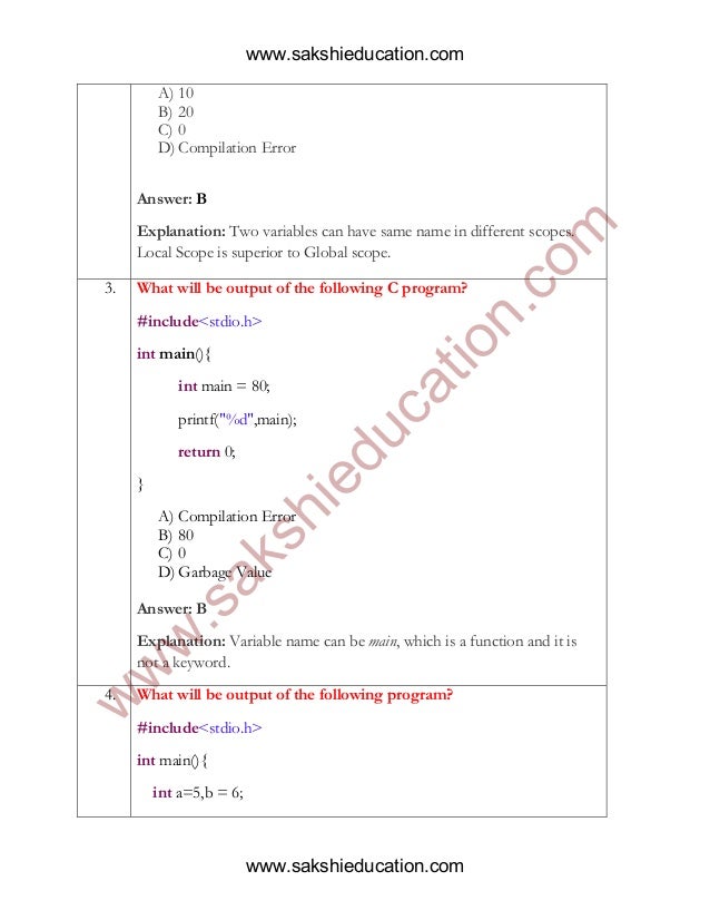 C language questions_answers_explanation