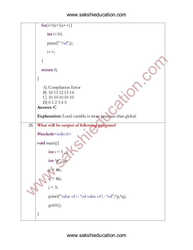 C language questions_answers_explanation