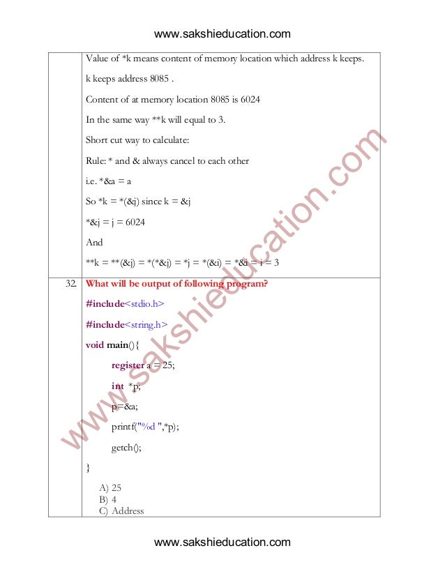 C Language Questionsanswersexplanation 