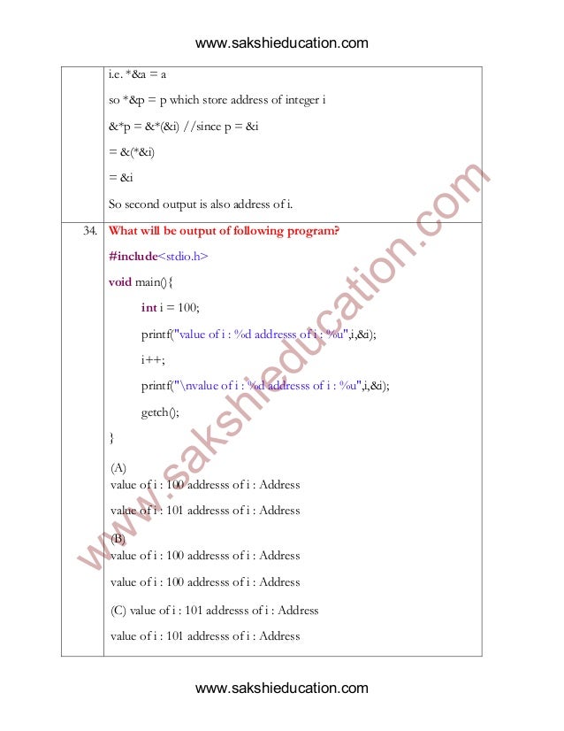 C language questions_answers_explanation