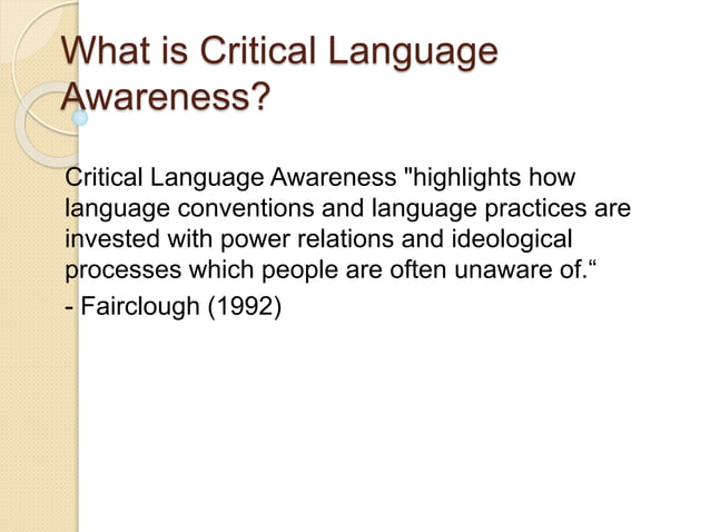 Critical Language Awareness | PPTX | Education