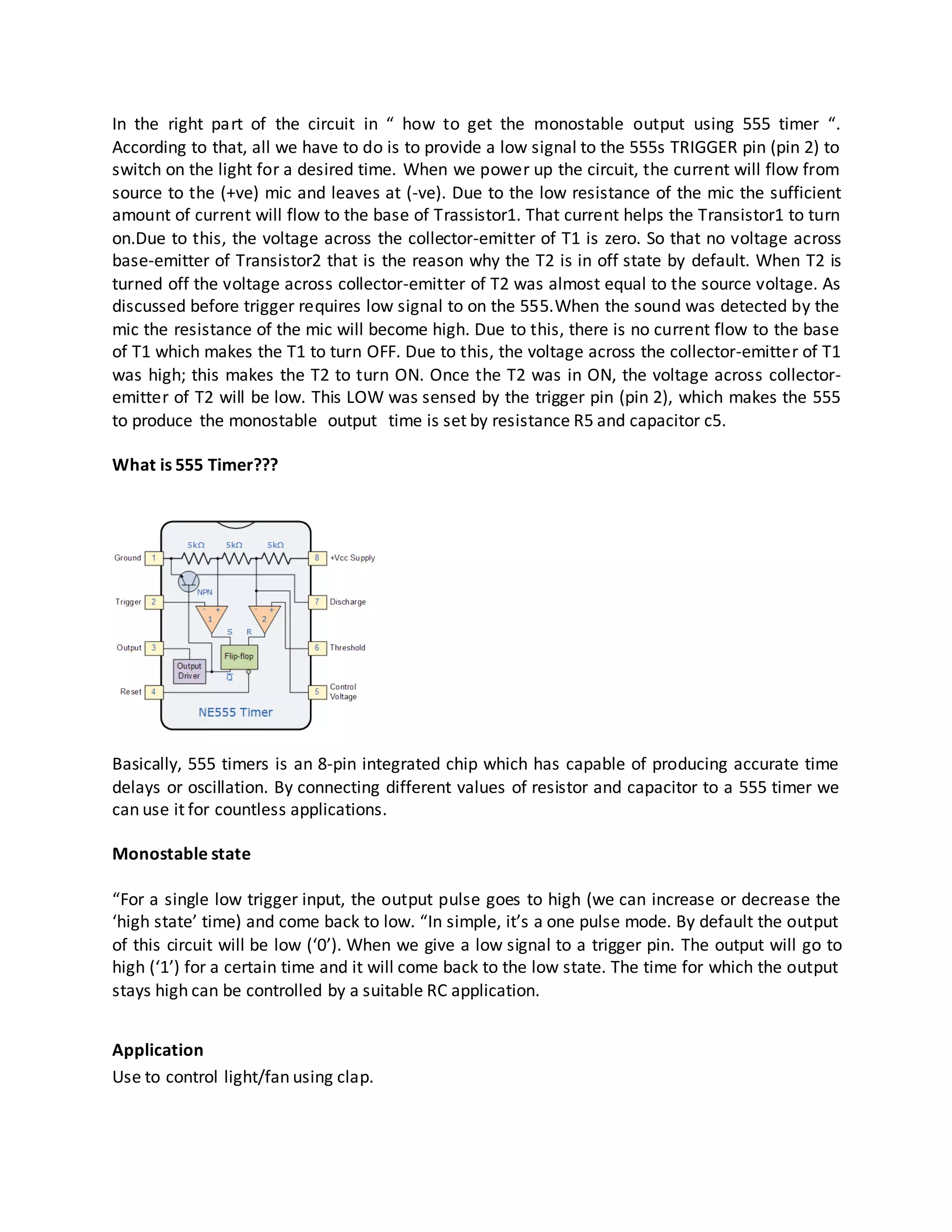 Clap switch mini project using 555 timer IC | PDF