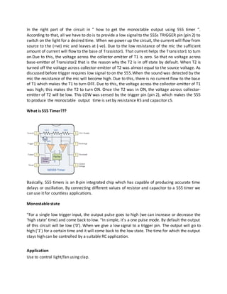 Clap switch mini project using 555 timer IC | PDF