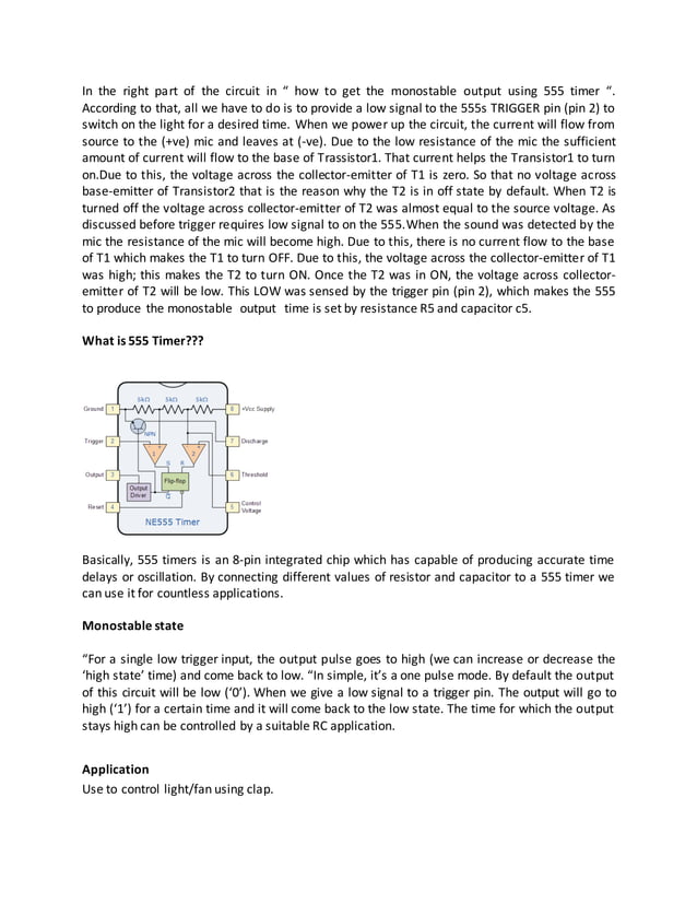 Clap switch mini project using 555 timer IC | PDF | Consumer ...
