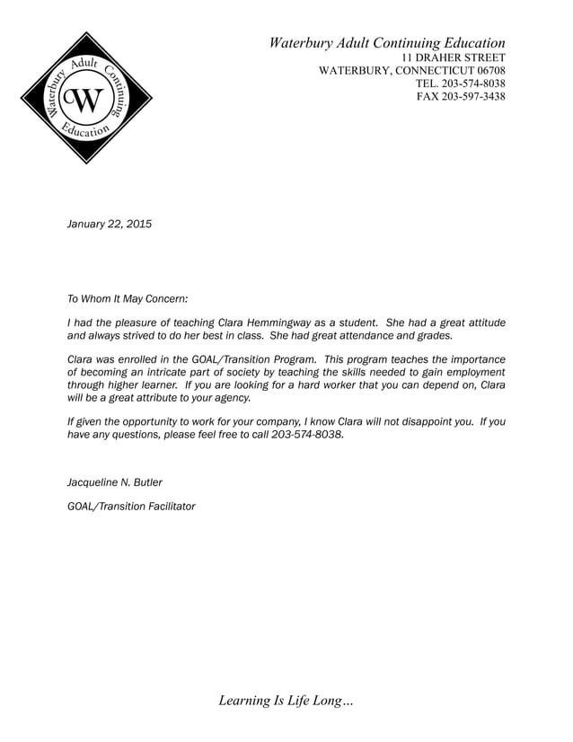 Clara letter of recommendation | PDF