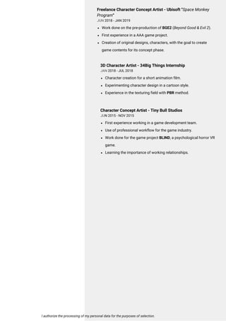 Resume_Clara_Lollo - 3D Character Artist | PDF