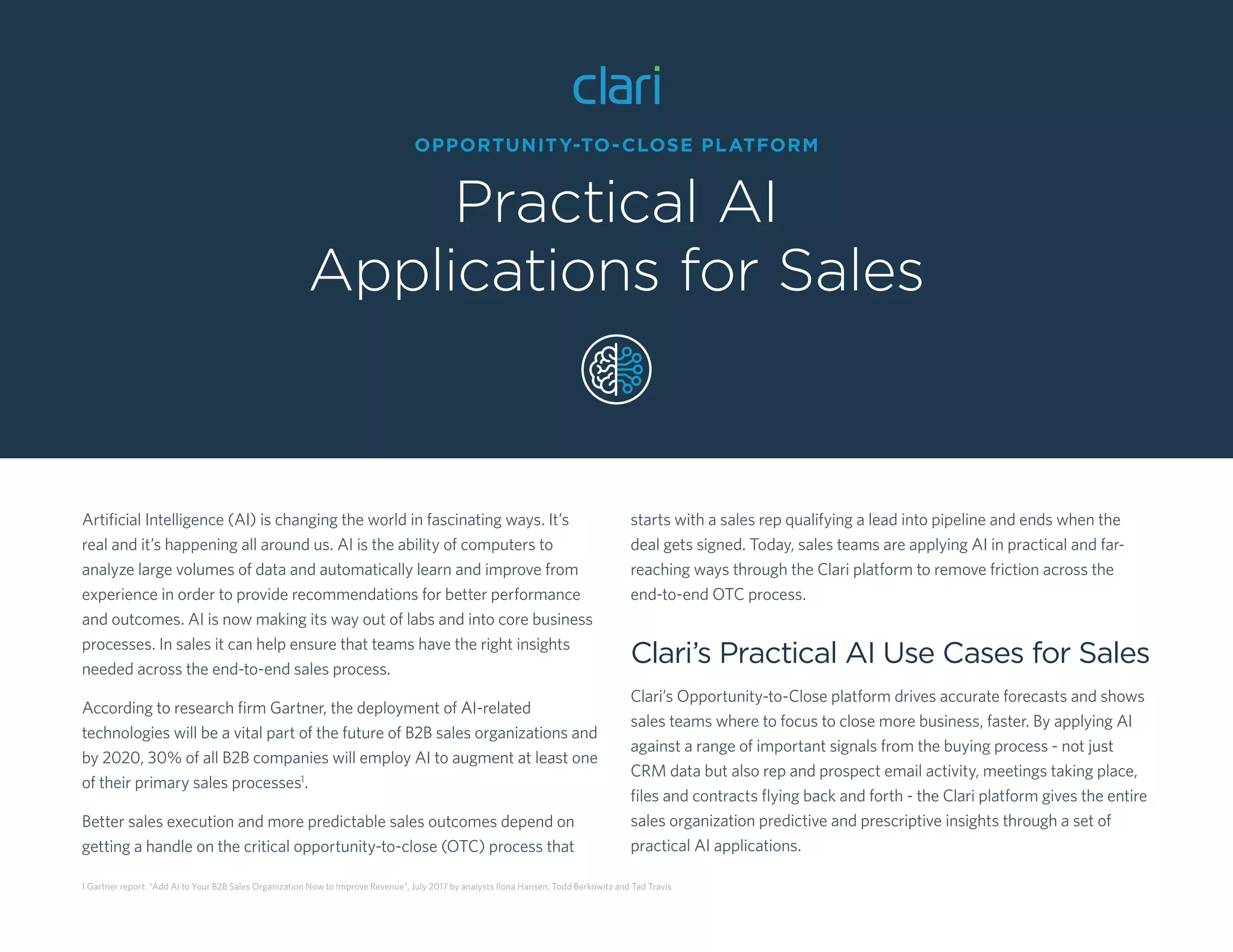 Clari's AI Applications for Sales | PPT