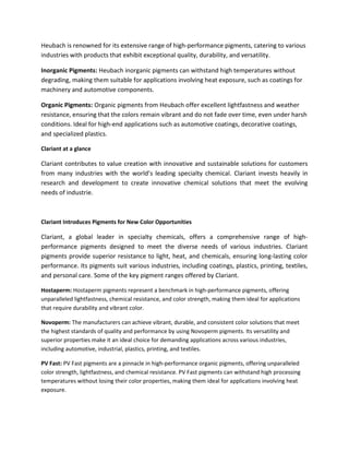 Clariant Pigments in India,Clariant Pigments India | PDF