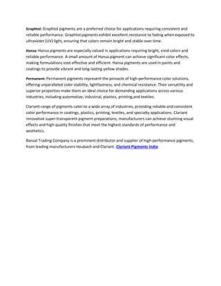 Clariant Pigments in India,Clariant Pigments India | PDF