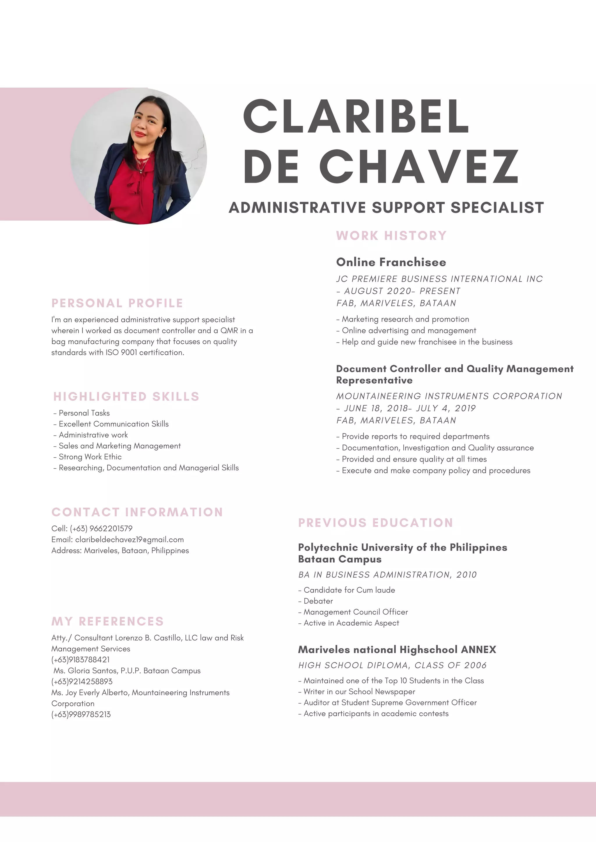 Claribel z. de chavez resume | PDF