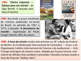 Clarice Lispector (Vida, obra, nacionalidade) | PPTX