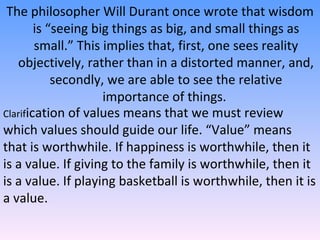 Clarification And Internalization Of Values | PPT
