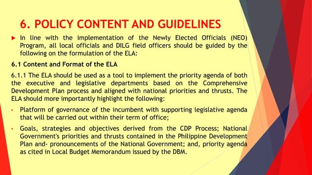 CLARIFICATORY GUIDELINES ON THE FORMULATION OF THE EXECUTIVE-LEGISLATIVE AGENDA (ELA).pptx