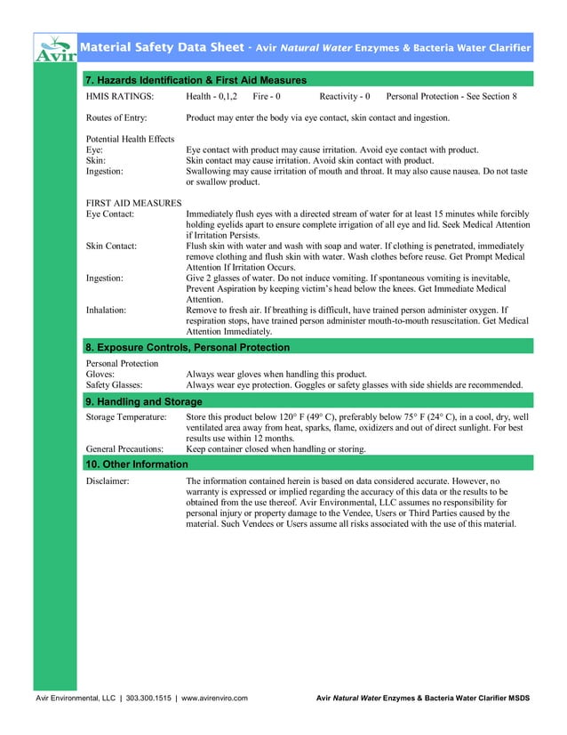 Clarifier enzymes bacteria_msds | PDF