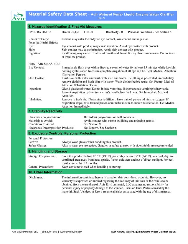 Clarifier liquid enzyme_msds | PDF