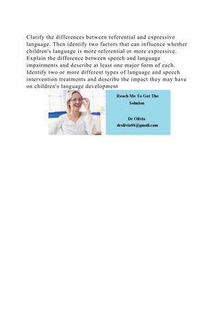 Clarify the differences between referential and expressive language..docx