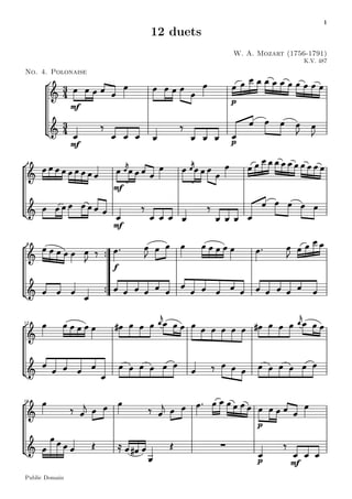 Clarinete partitura - mozart - 12 duetos para clarinete corne basseto ...