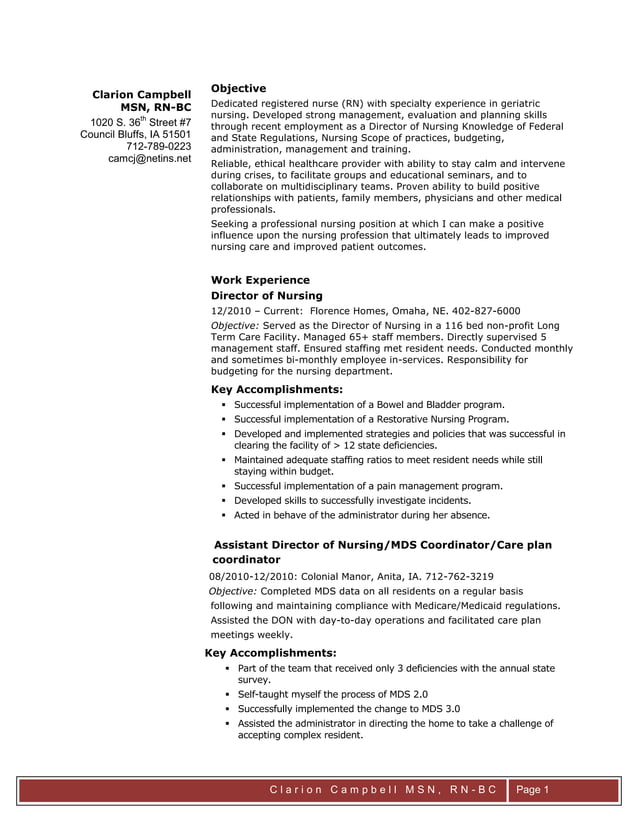 Clarion Campbell Msn 092011 Resume Final | PDF