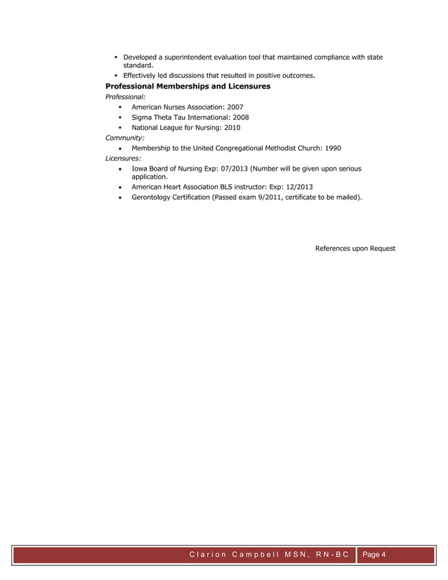 Clarion Campbell Msn 092011 Resume Final | PDF