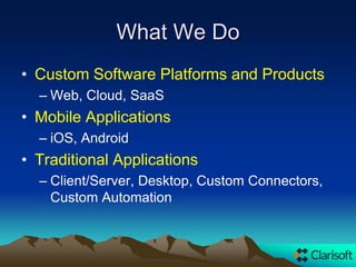 Clarisoft Software Development Process (Lunch & Learn Presentation) | PDF