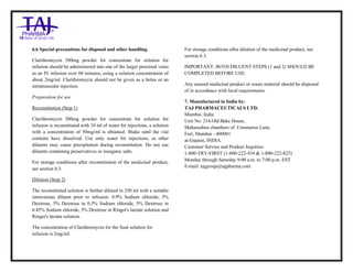 Clarithromycin for Injection Taj Pharma SmPC | PDF
