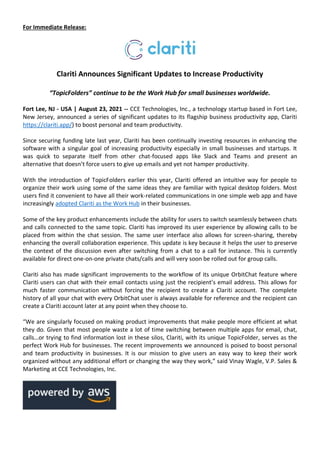 Clariti Announces Significant Updates to Increase Productivity | PDF