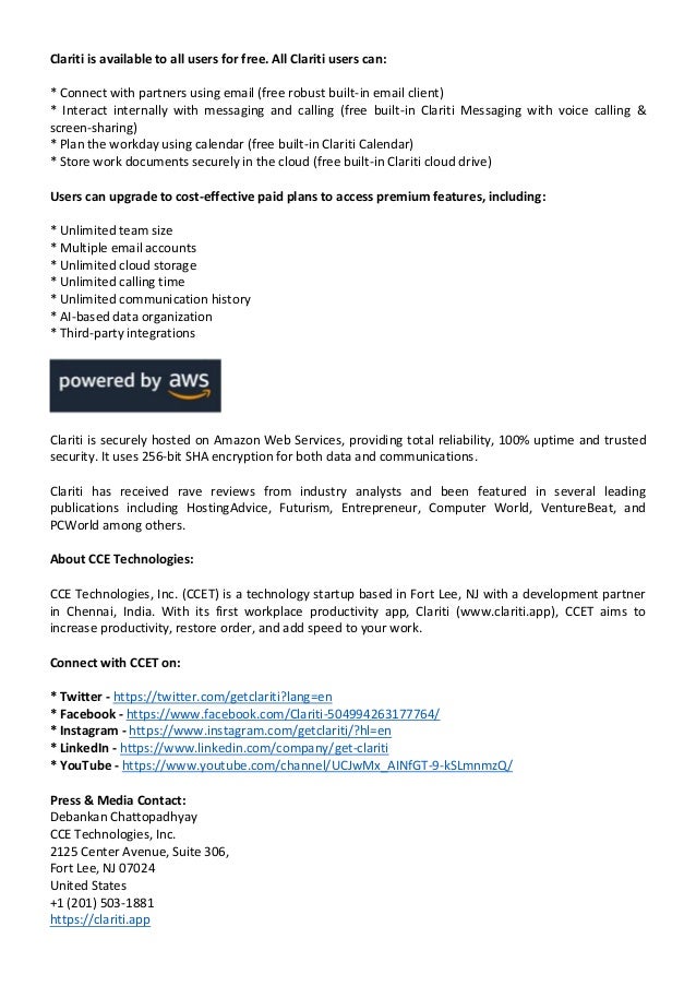 Clariti "Workspace" Provides Role-based Data Organization | PDF