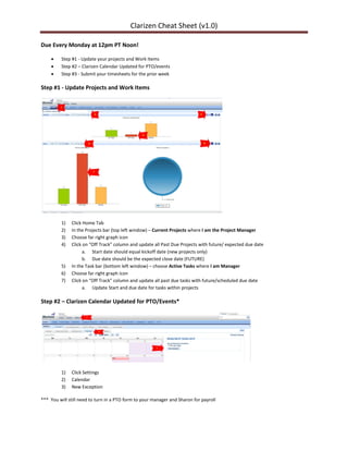 Clarizen cheat sheet v1.0 | PDF