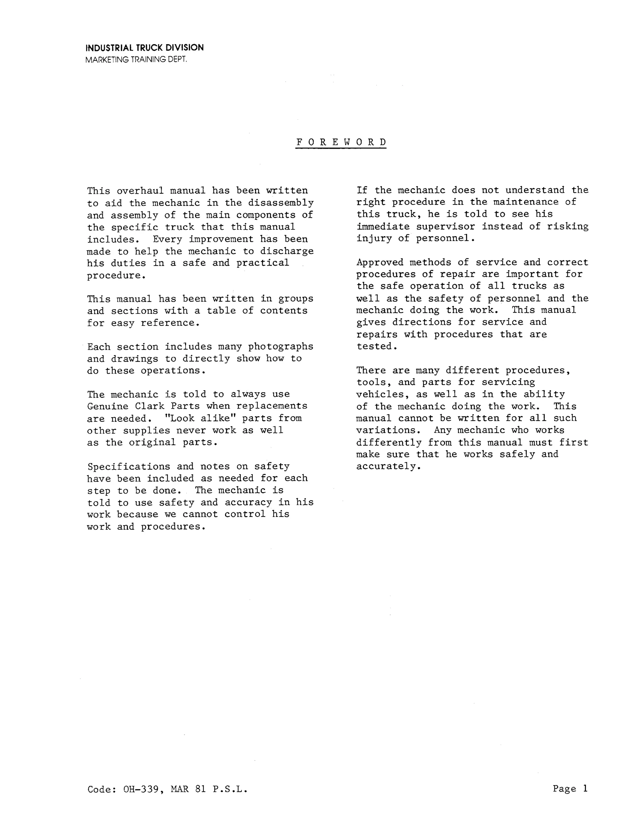 Clark c500(y) 30 55 forklift service repair manual | PDF