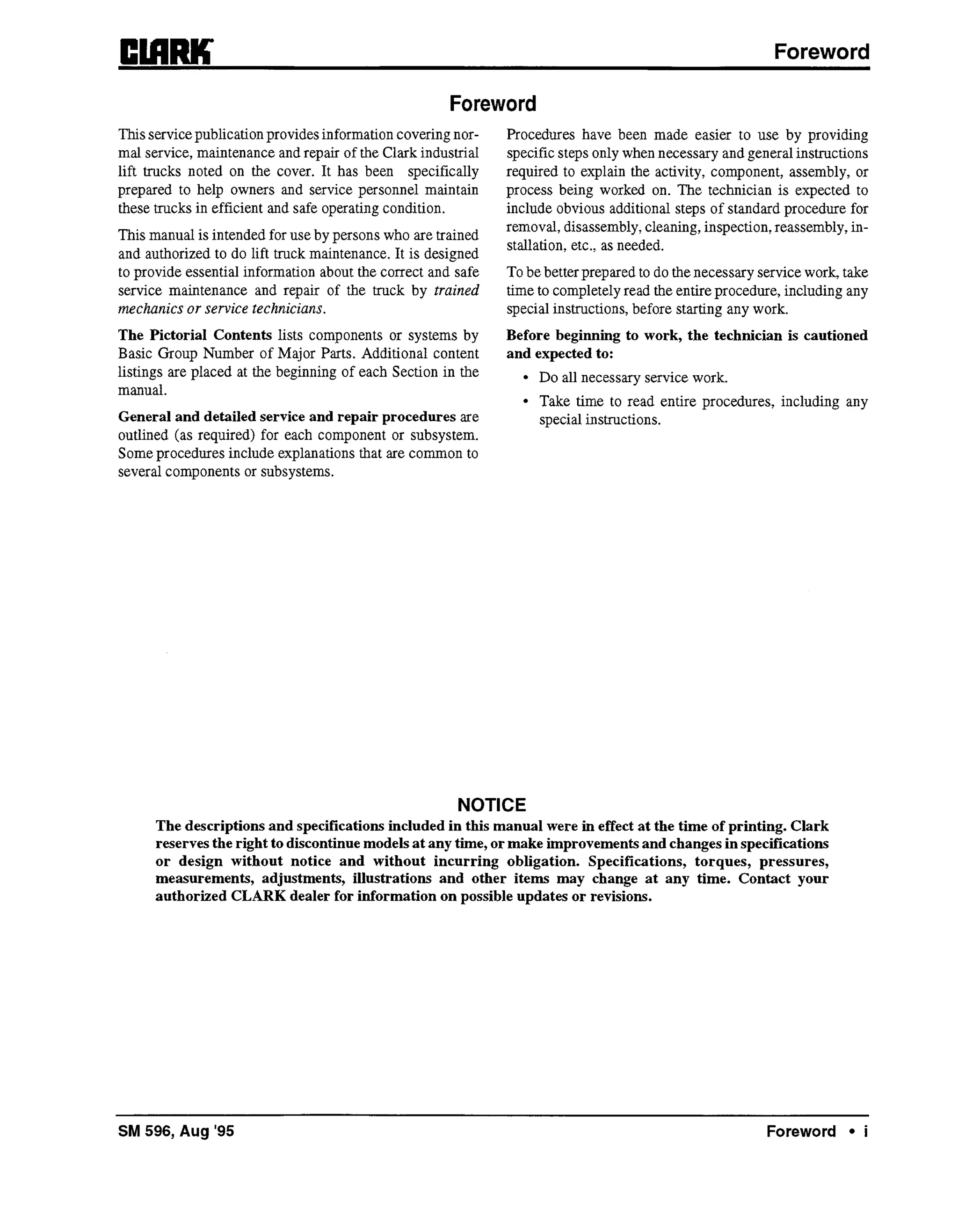 Clark esm 25 forklift service repair manual | PDF