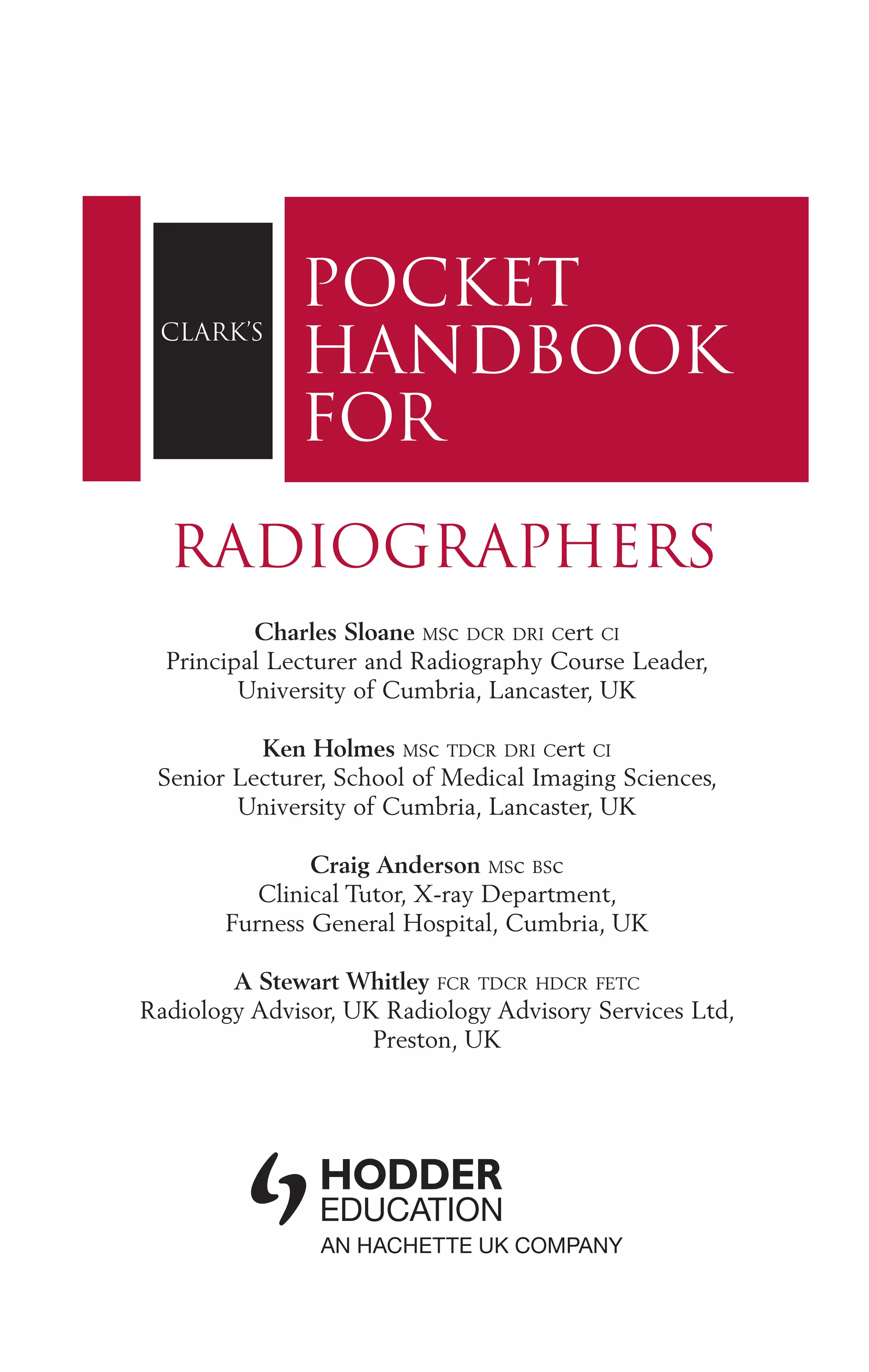 Clarks Pocket Handbook for Radiographers.pdf | Medical Tests | Medical ...