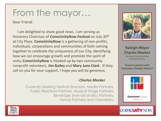 Sponsorship Presentation for ComeUnityNow | PPTX | Music | Entertainment