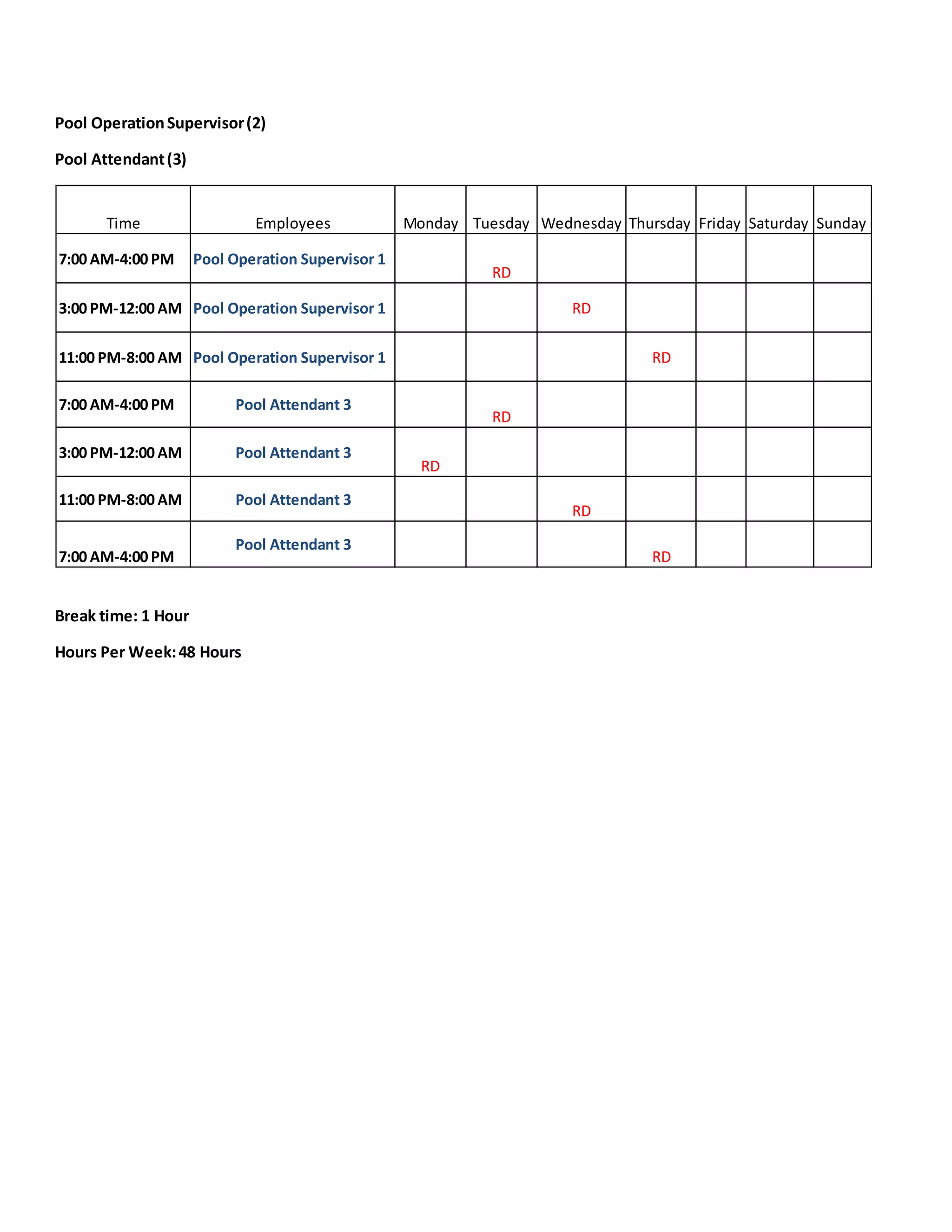 Time Schedule | DOCX