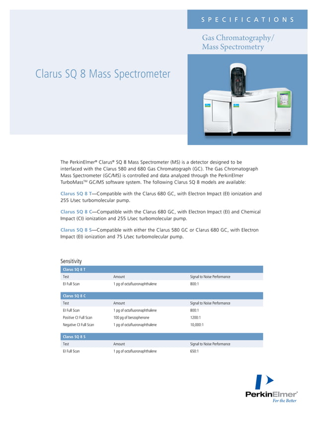 Clarus GC/MS SQ 8 Spec Sheet | PDF