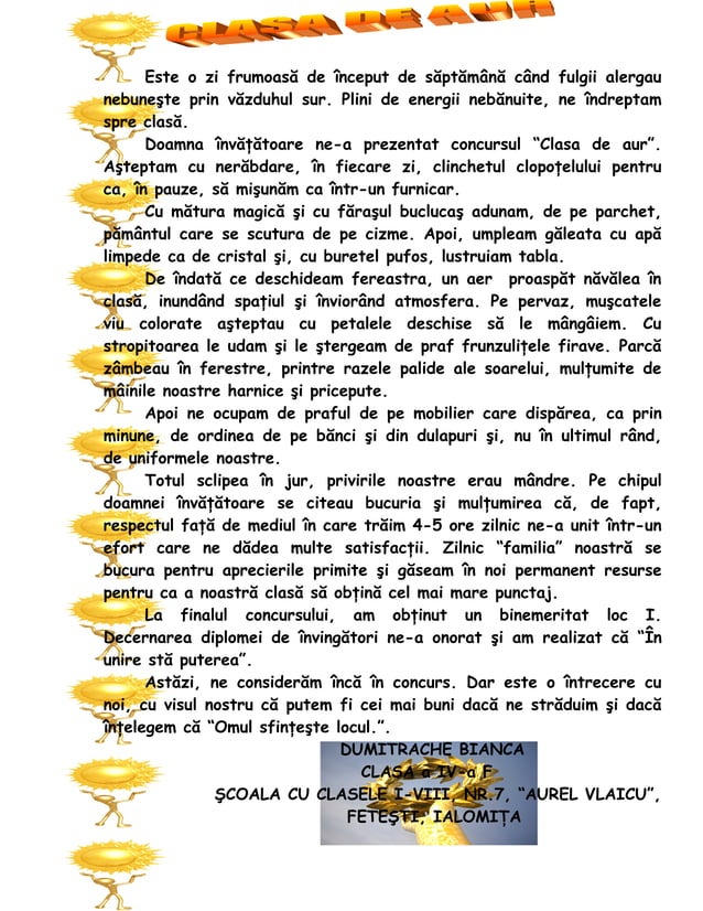 Clasa De Aur Şcoala Vlaicu FeteşTi | PDF