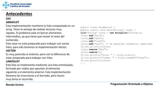Listas dinámicas y programación de objetos en java | PDF