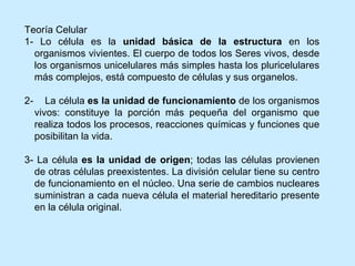 Clase 1. Teoria Celular | PPT