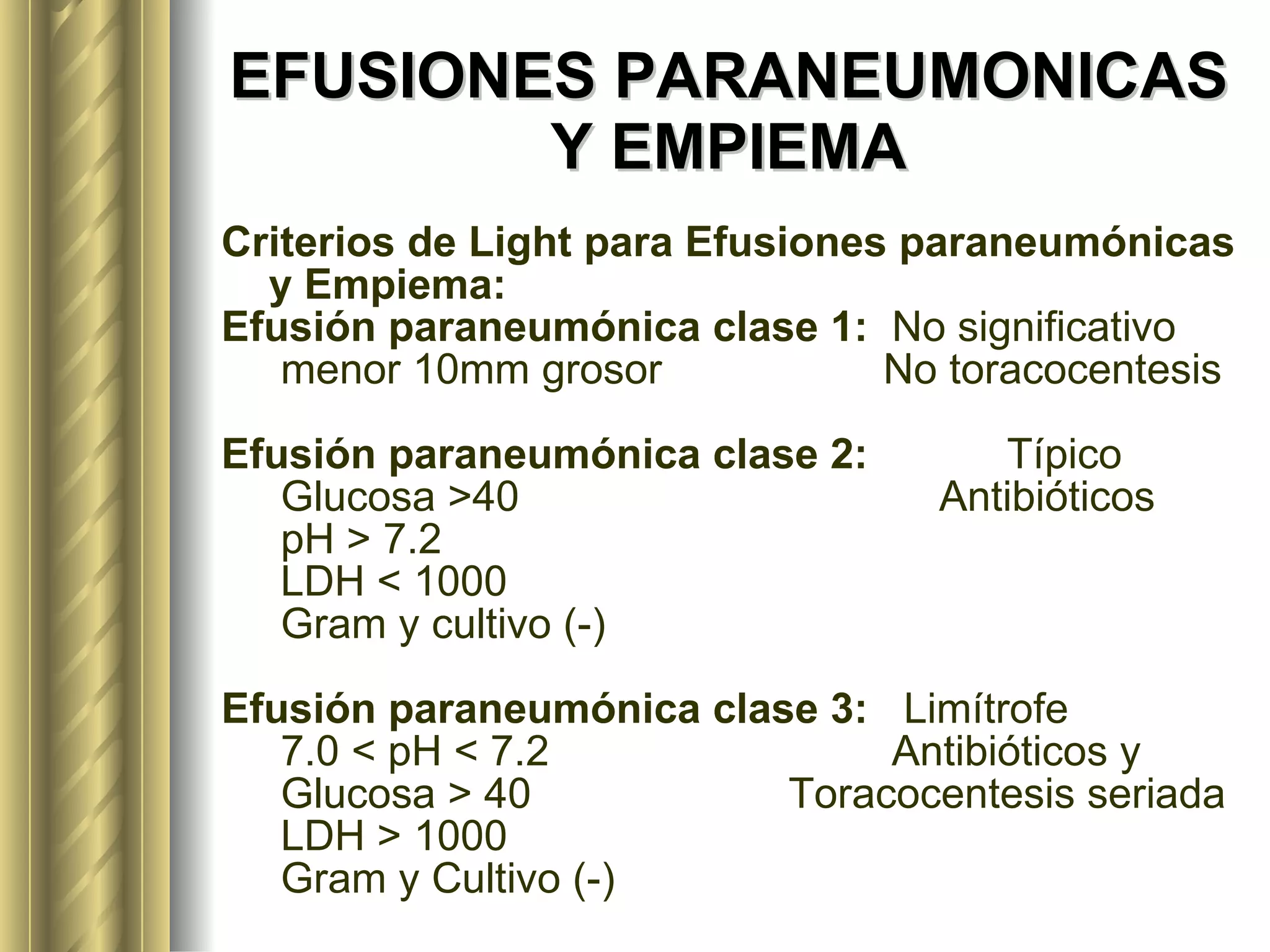 Clase 11 derrame pleural y empiema ciclo pasado | PPT