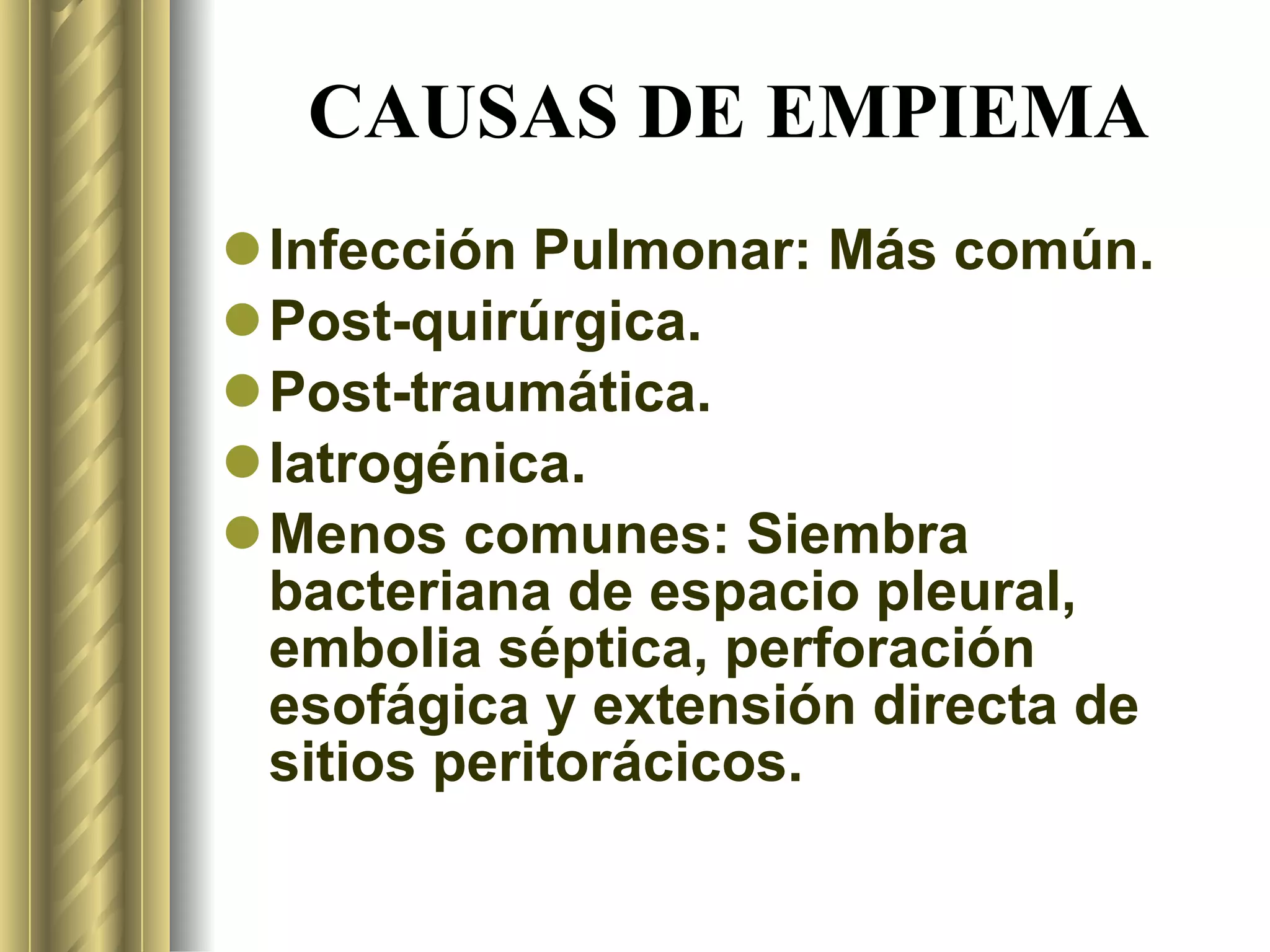 Clase 11 derrame pleural y empiema ciclo pasado | PPT