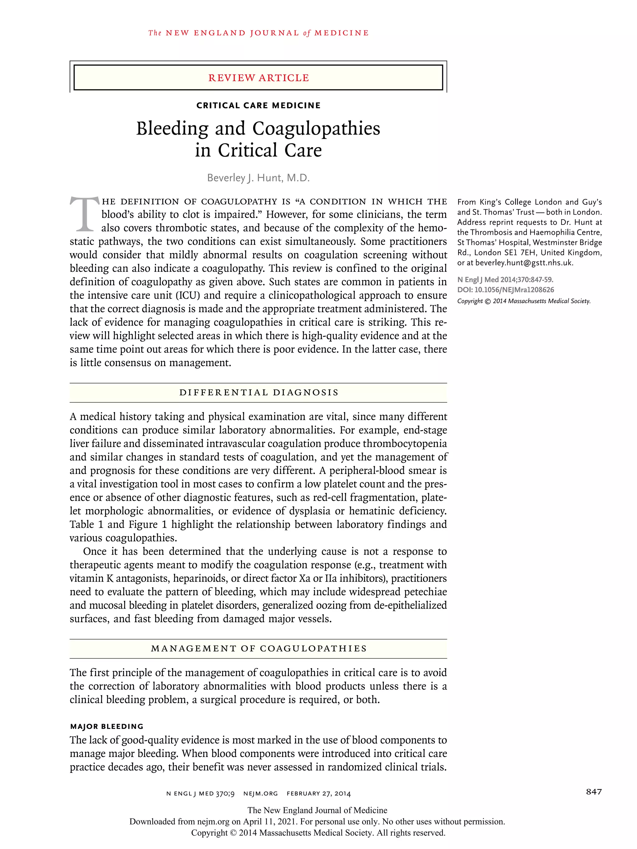 Bleeding and Coagulopathies in Critical Care (1).pdf