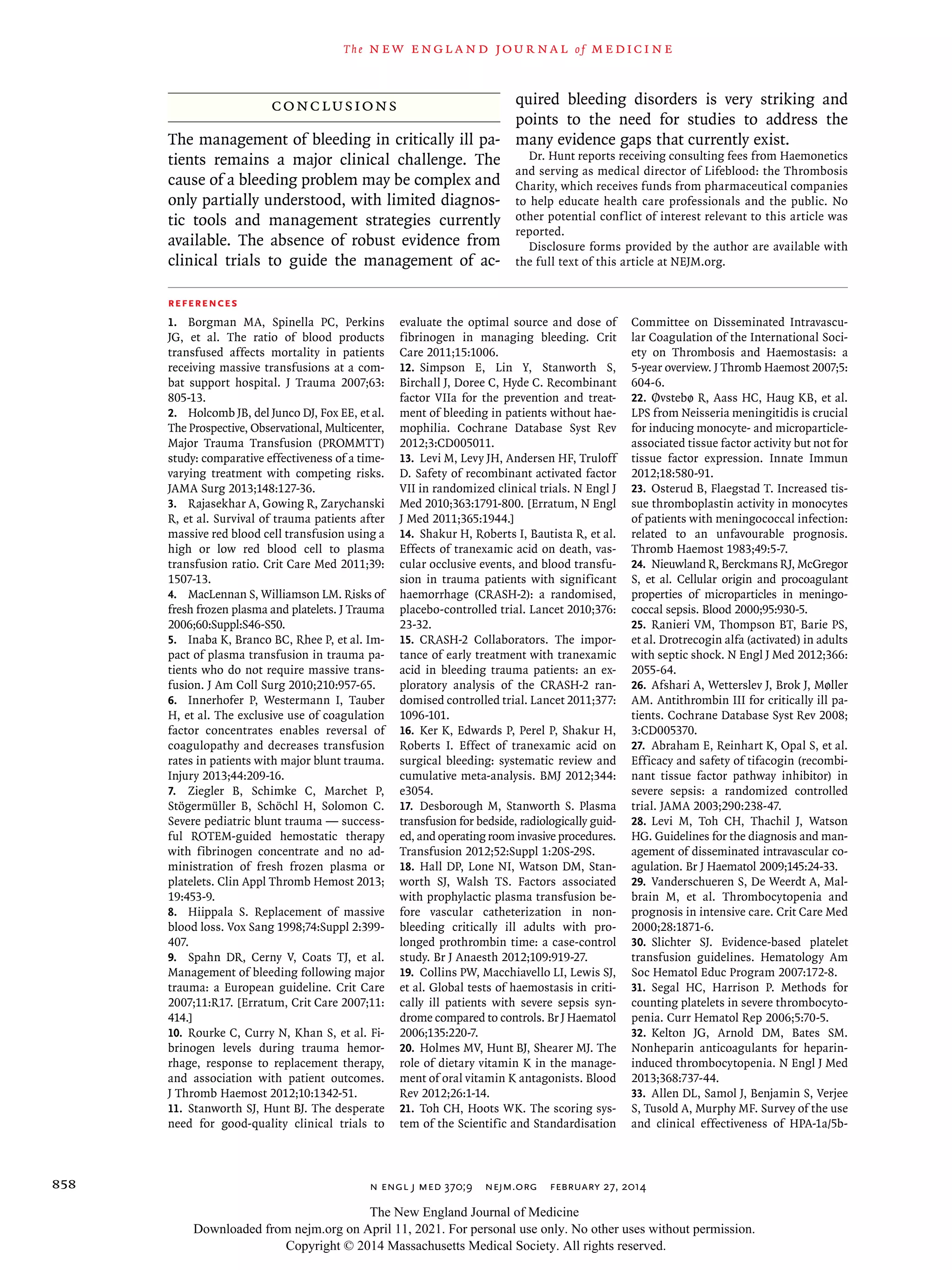 Bleeding and Coagulopathies in Critical Care (1).pdf