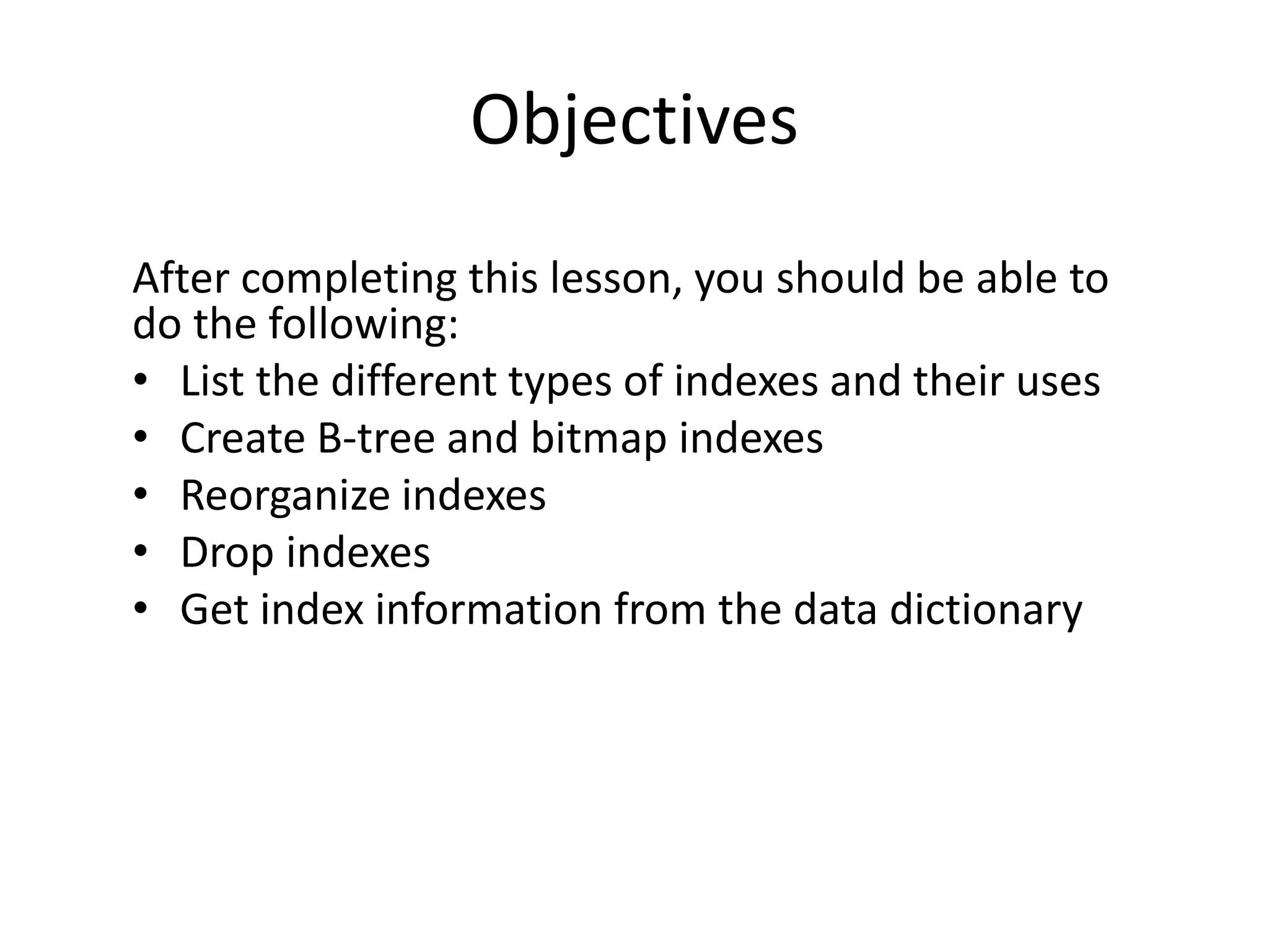 Clase 12 manejo indices modificada | PPTX