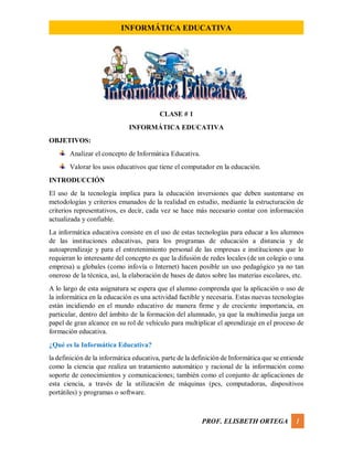 Clase # 1 introduccion a la informatica educativa | PDF