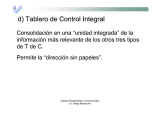 Planeamiento y Control UNL - Tablero de control | PDF