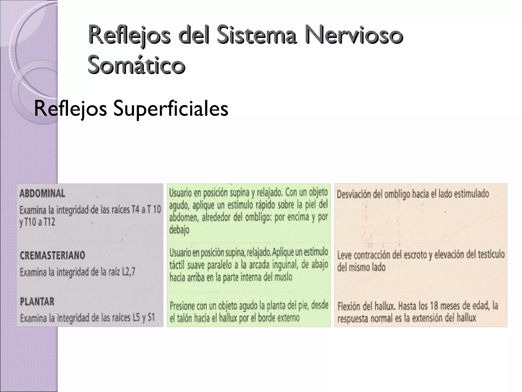 Clase 21 evaluacion reflejos superficiales y profundos | PPT