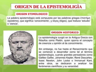 EPISTEMIOLOGIA ORIGEN | PPT