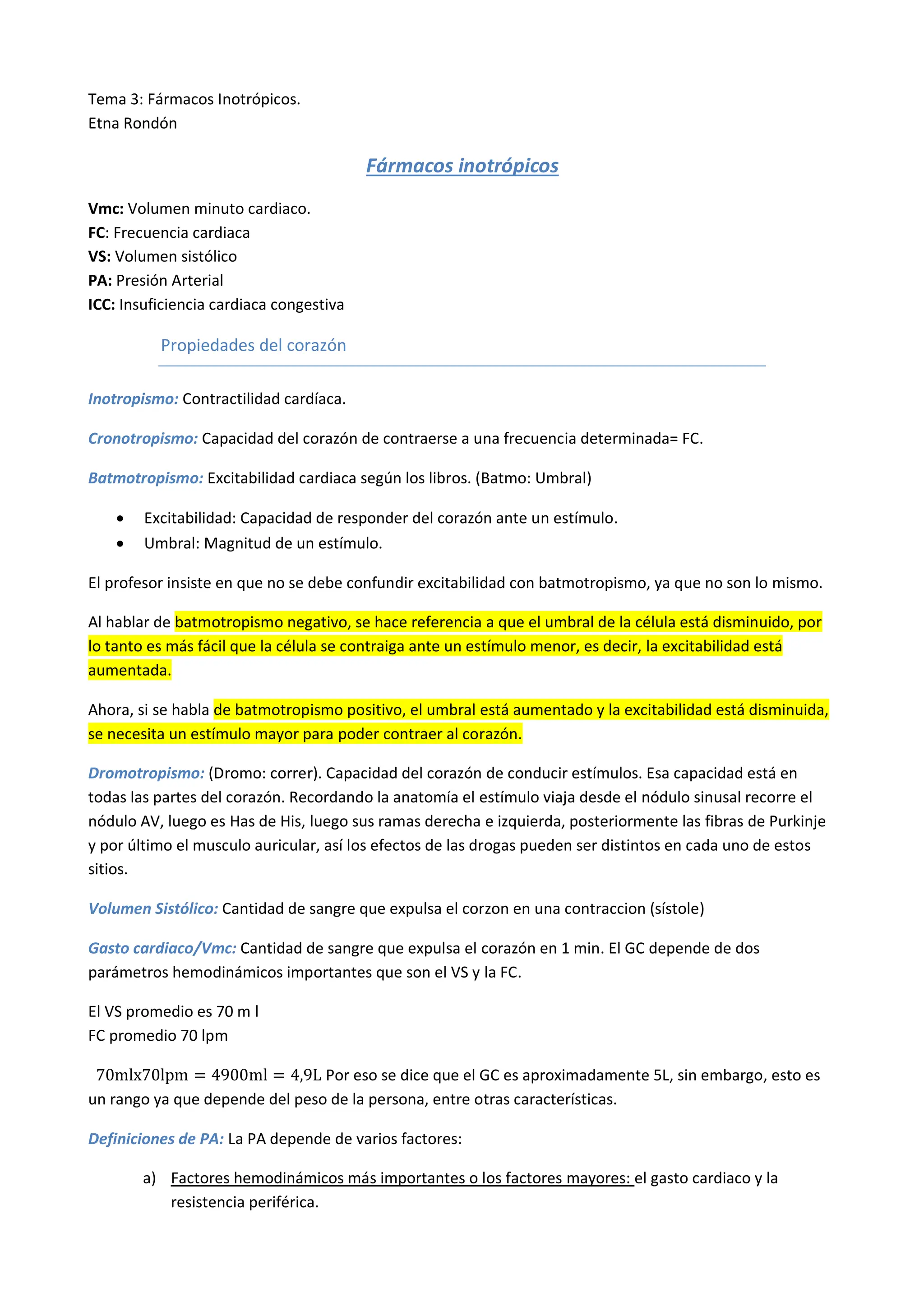Clase 3. Fármacos Inotropicos del corazon | PDF